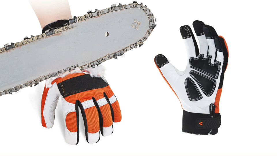 Vgo 1/2Pairs Chainsaw Work Gloves Saw Protection on Left Hand Back ...