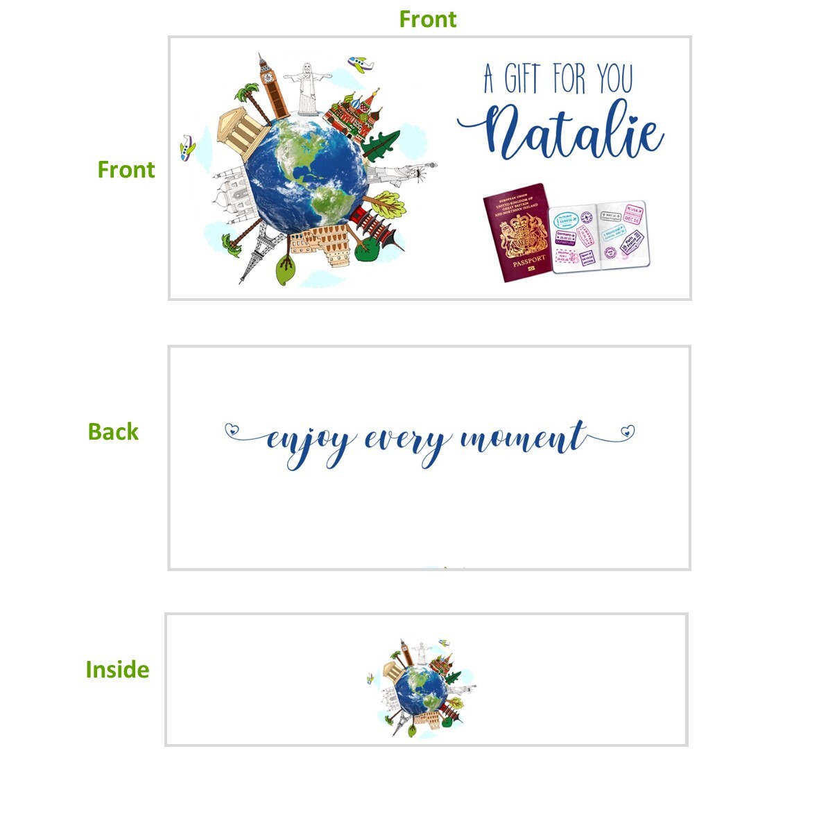 Going Travelling Money/Gift/Voucher Wallet with Envelope Personalised ...