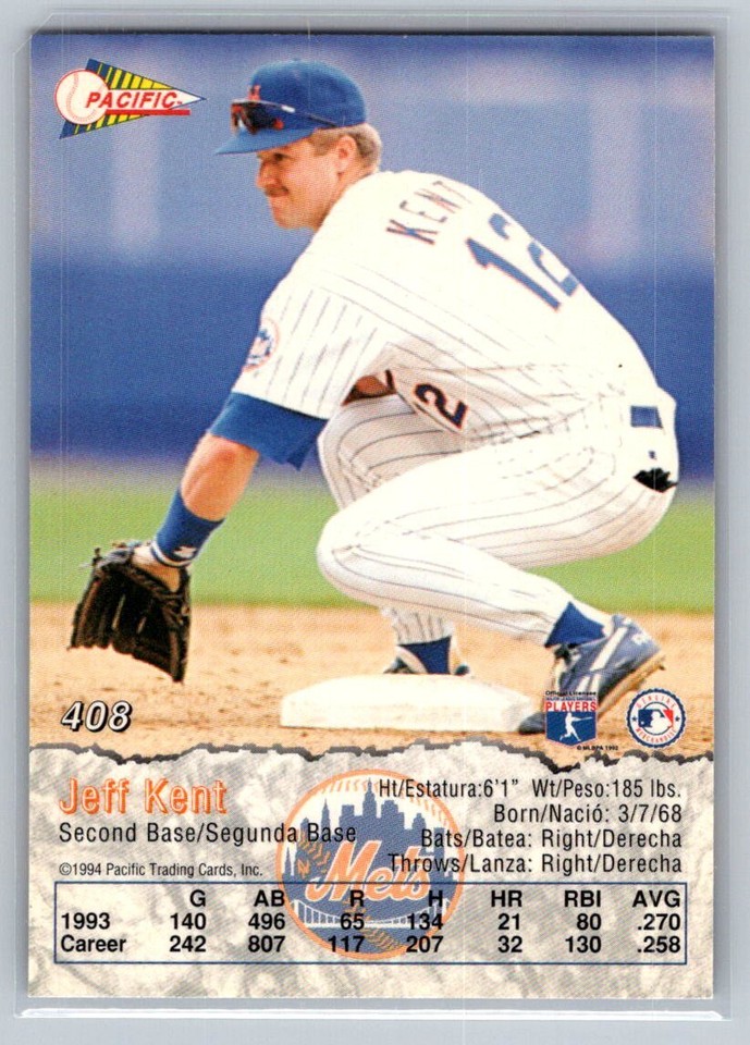 💎1994 Pacific Baseball #408 Jeff Kent - New York Mets💎 | eBay