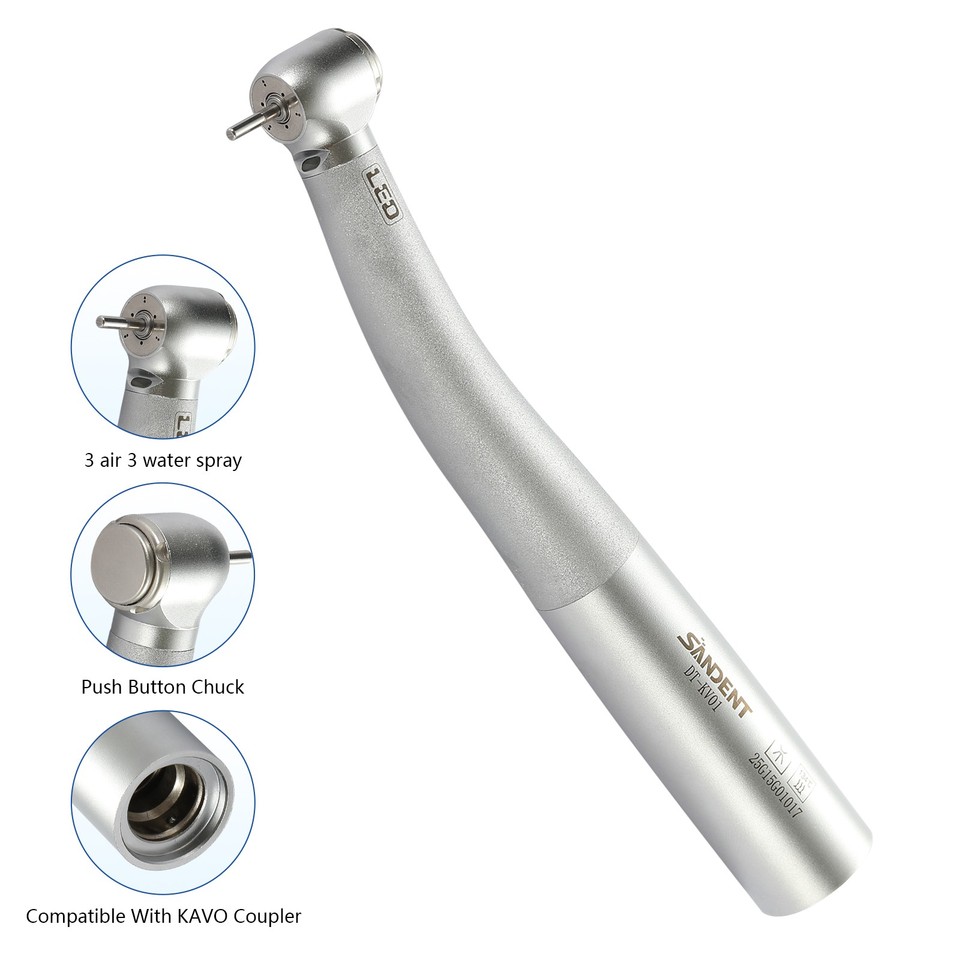 SANDENT Dental Fiber Optic High Speed Handpiece & LED Coupling 6Hole ...