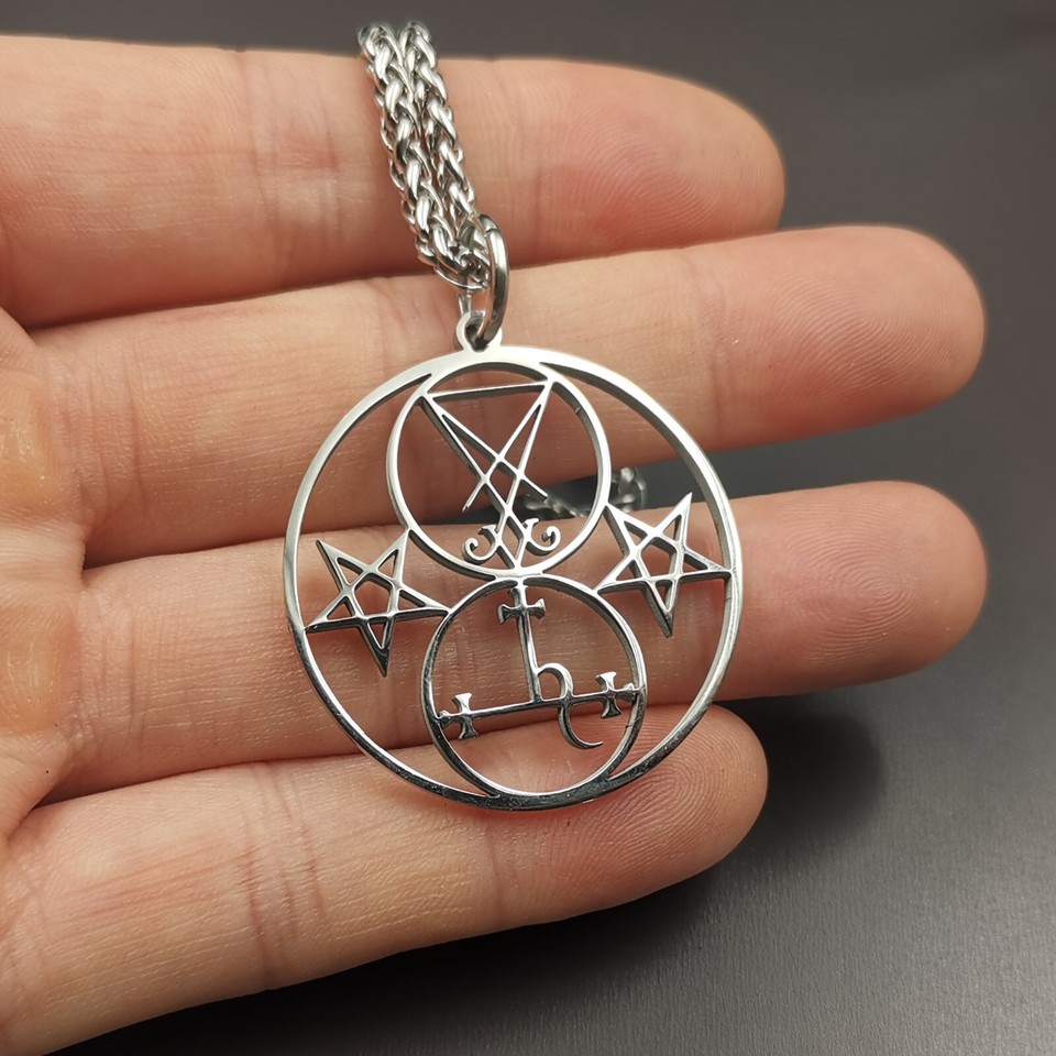 Mens Fashion Stainless Steel Religious satanicPendant Necklace Chain ...