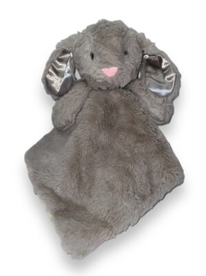 KellyToy Bunny Lovey Rabbit Rattle Head Plush Security Blanket Satin ...