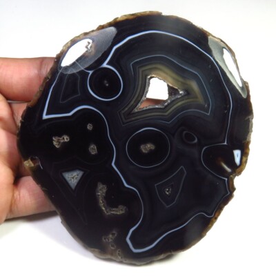 Smooth Black Agate Geode Gems 100x90mm 541 Cts Natural Druzy Slice Cabs ...