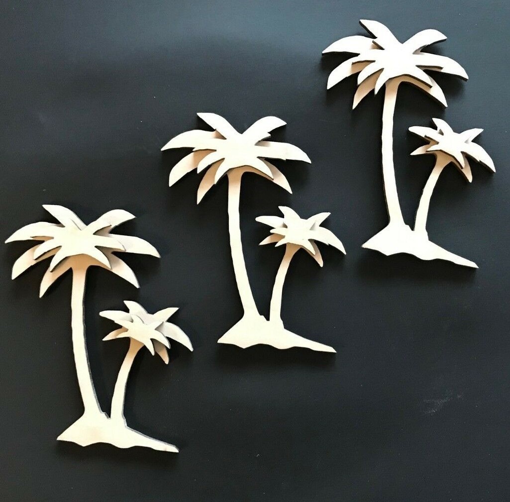 3-Pack 3D Beach Palm Tree Trees Unfinished Wood Cutout Cut Out Shapes ...
