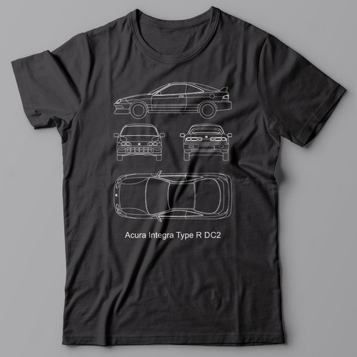 T-shirt ACURA Integra Type-R DC2, blueprint JDM Japanese drift racing ...