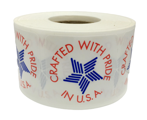 Crafted w/ Pride in USA (1.5") American America Flag Adhesive Stickers ...