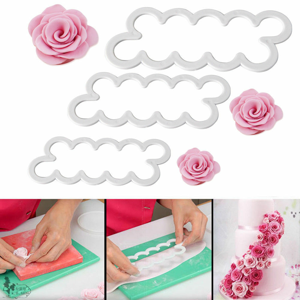 3D Rose Petal Flower Cake Cutter Fondant Icing Tool Decorating Mould ...