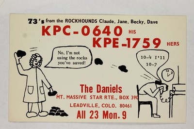 Vintage QSL CB Radio Card KPC-0640 KPE-1759 Rockhounds Leadville ...