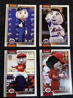 Topps 75 MLB Mascot Card Lot 4 2025 Mr. Met, Mrs. Met, Mr. Red, Rosie ...