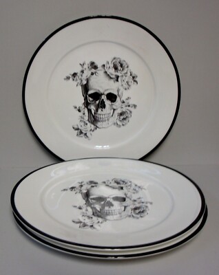 Ciroa FLORAL SKULL (WICKED) Dinner Plates SOLD IN SET OF THREE | eBay