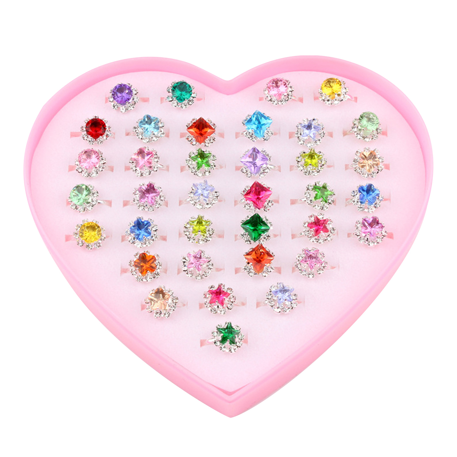 Jewelry for Gem Rings Rings 36Pcs Set Adjustable Girls Little Rings Kids