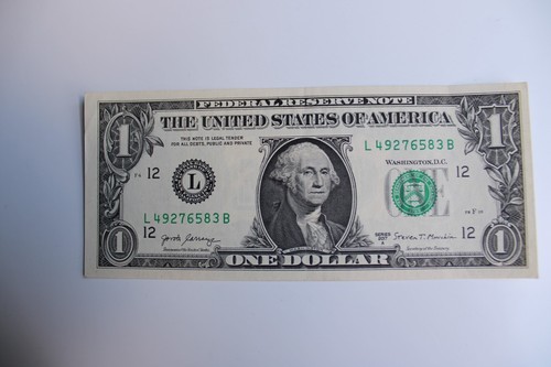 Complete Broken Ladder Fancy Serial Number One Dollar Bill L49276583B ...