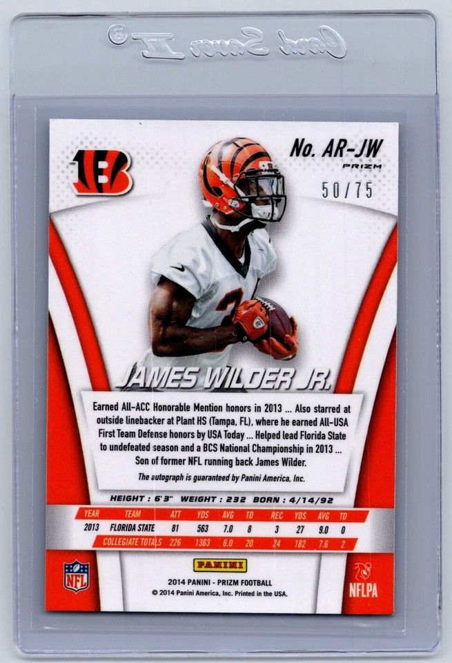 2014 Prizm James Wilder Jr Auto Light Blue Silver Wave #50/75 Rookie RC ...