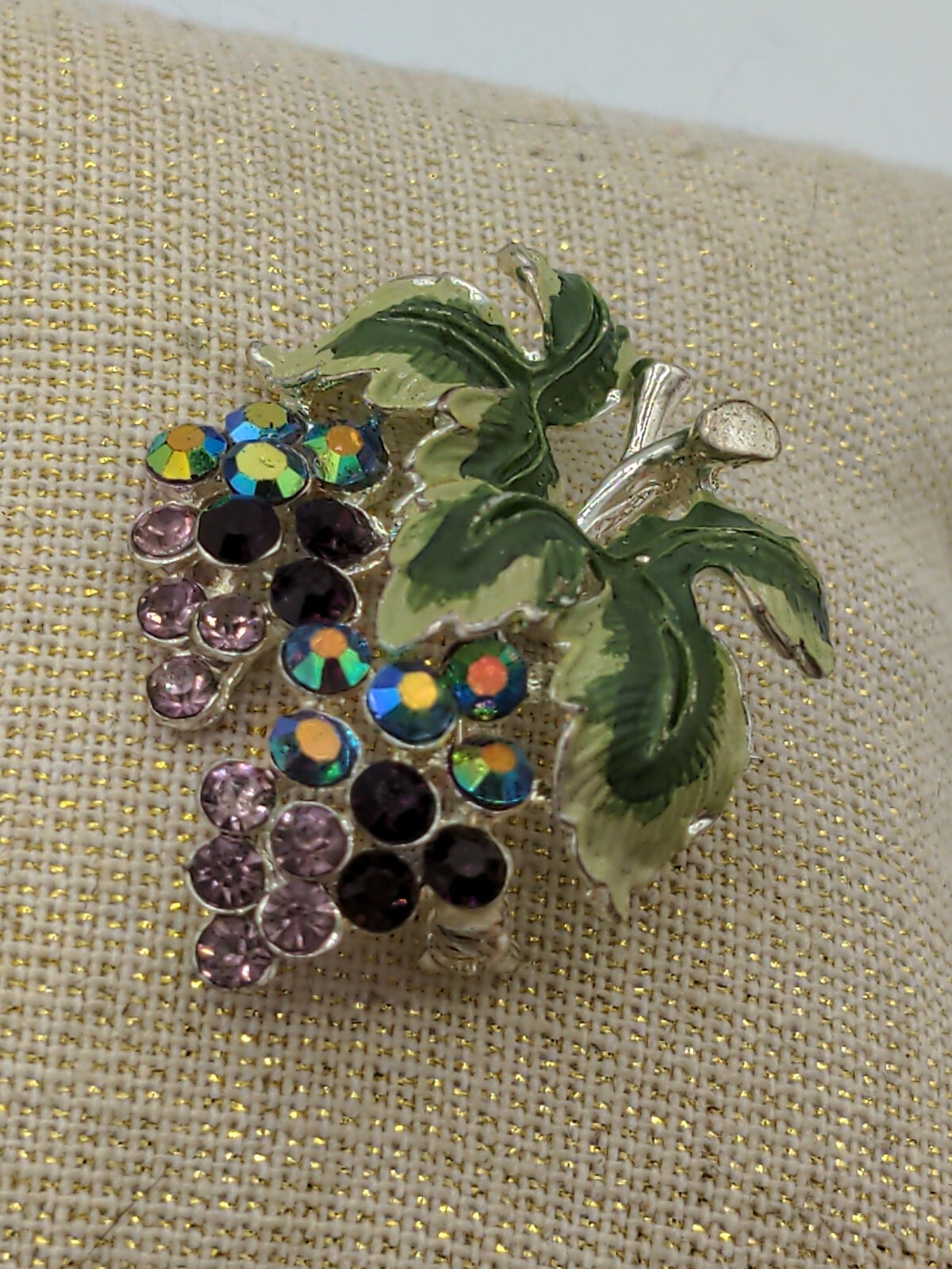 Vintage Grapes Brooch Aurora Borealis Purple Pin not … - Gem