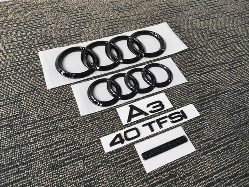 Gloss Black OEM Style Set Front Rear Trunk Badge Audi A3 40TFSI Quattro ...