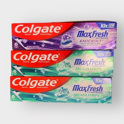 3Pk Colgate Max Fresh with Whitening Toothpaste Knockout Breath Strips ...