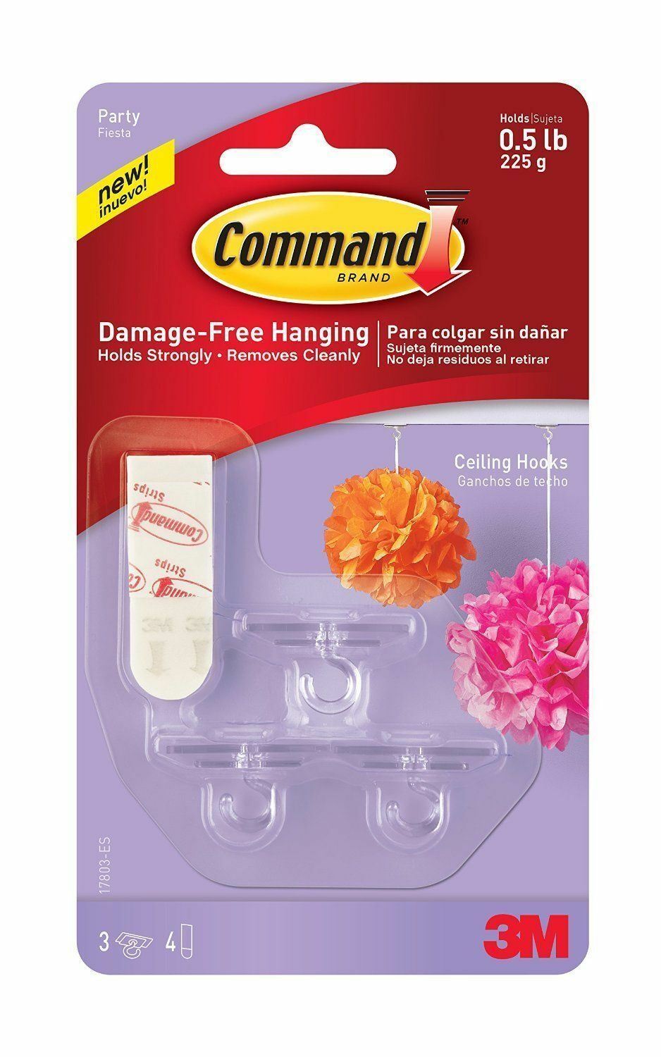 Command Hooks Decorating Clips Self-Adhesive Strips Wall Hanging Fairy ...
