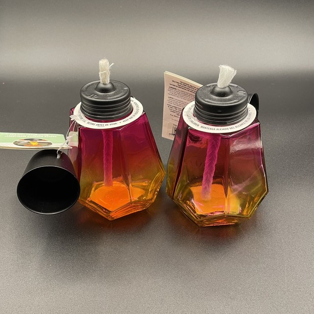 Set of 4 Royal Table Top Refillable Tiki Torches Pink Yellow Ombre ...