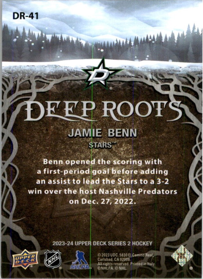2023-24 Upper Deck Deep Roots #DR41 Jamie Benn - HKY | eBay