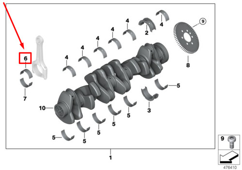 NEW BMW Z4 COUPE E86 ENGINE BEARING SHELL 11247835452 7835452 ORIGINAL ...