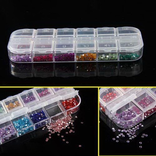 2mm Assorted DIY Manicure Glitter Rhinestone Acrylic Tips Nail Art UV ...