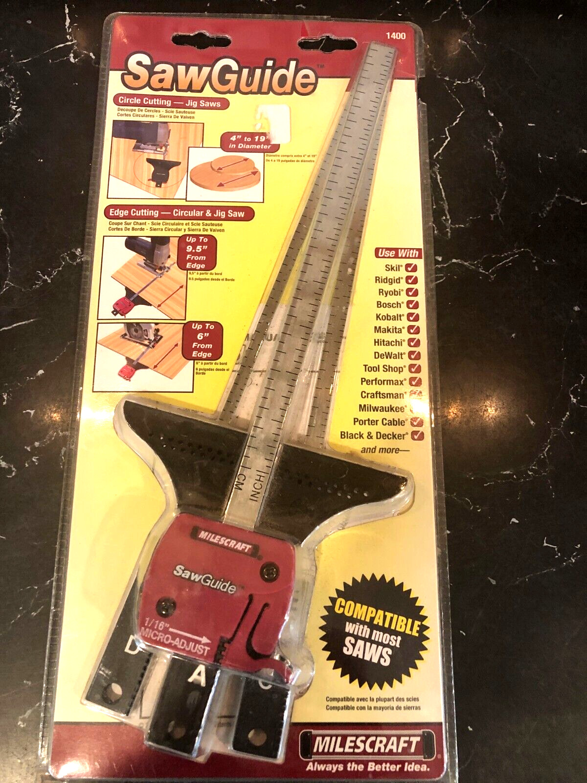 Milescraft 1400 Circular and Jig Saw Guide System Circle, Edge Cutting