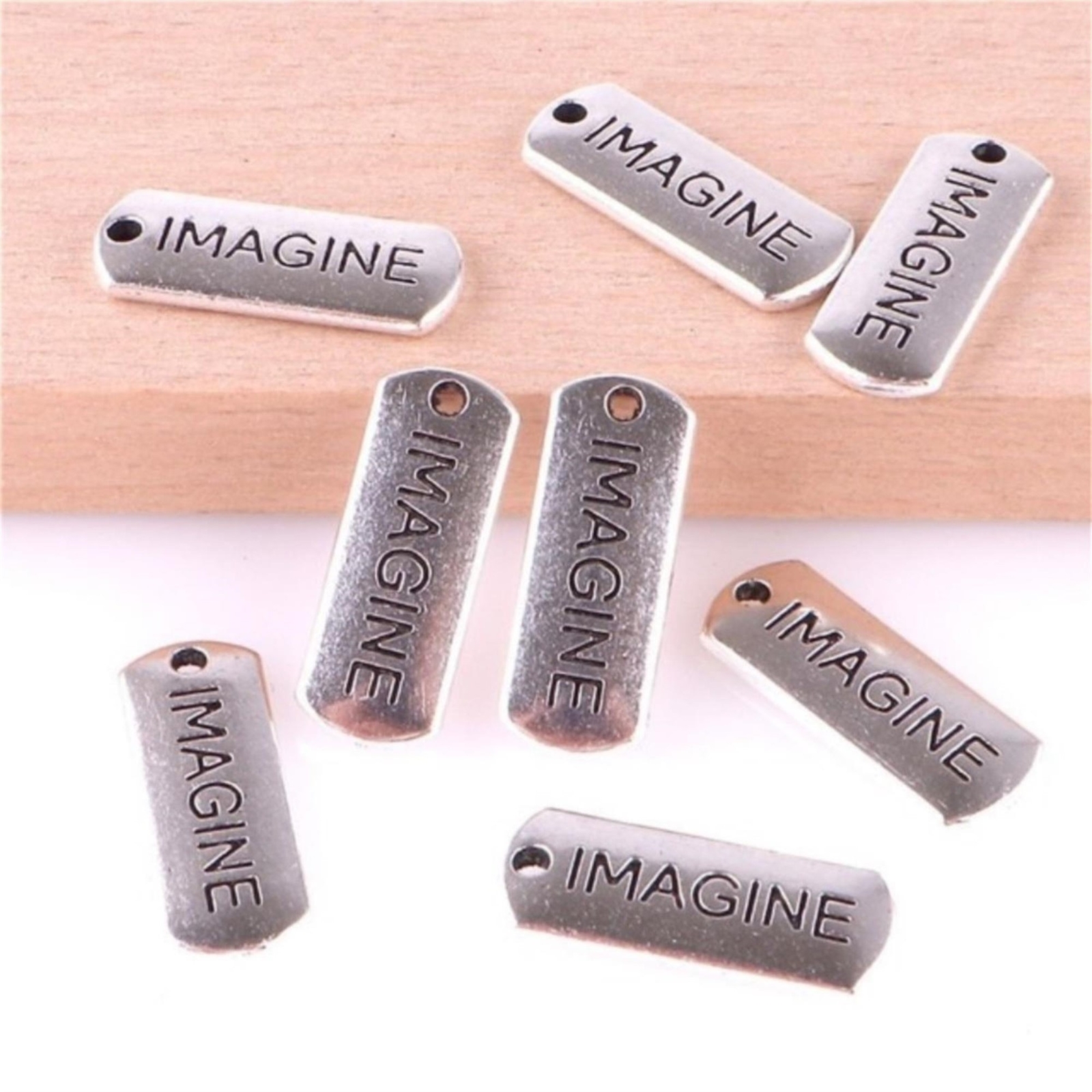 Inspirational Imagine Message Word Charms Pendants Silver Tone Metal 5 ...