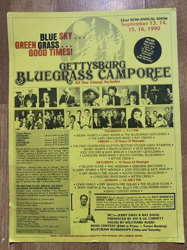 Jimmy Martin, Ralph Stanley Bluegrass Concert Poster Gettysburg PA | eBay