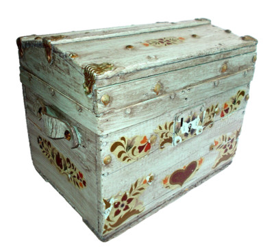 Antique Miniature Steamer Trunk Tray Salesman Sample Wood Folk Art ...