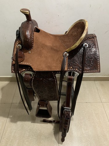 Western Chocolate Brown Strip Down Leather Hand Carved Roper Wade ...