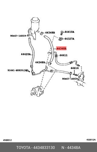 Genuine OE pants, oil reservoir to pump, no.1, 4434833130 for TOYOTA ...