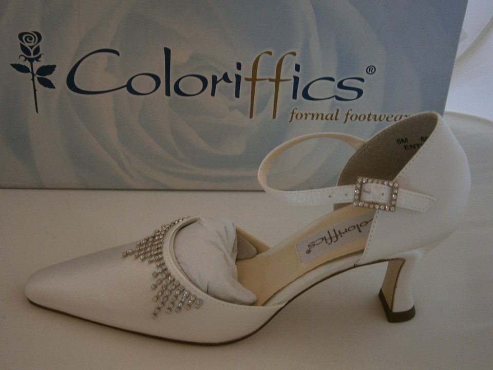 Coloriffics Entice Shoes Wedding Formal 5 6.5 8.5 10 11 Ivory Satin ...