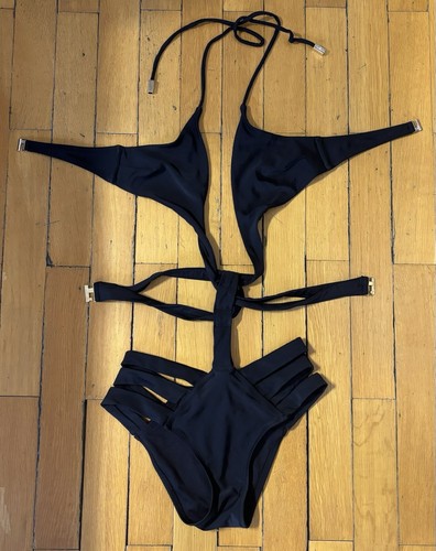MOEVA London One Piece Swimsuit Black Metal Applique Medium | eBay