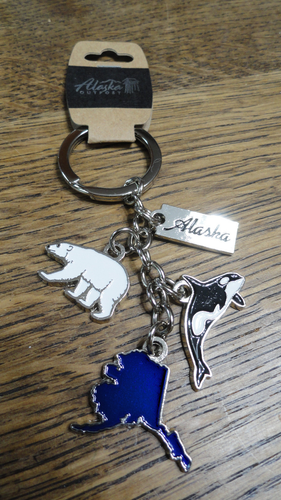 Alaska Key Chain Polar Bear State Orca NWT Enamel/Silver Tone | eBay