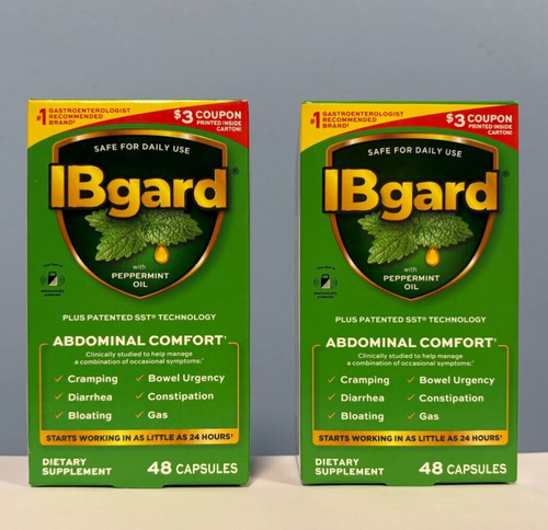 LOT OF 2 BOXES IBgard 48 Capsules for Irritable Bowel Syndrome EXP 06/ ...
