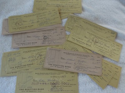 THE SCOTTISH BANK-25-1947-48 CANCELLED CHECKS-ST PAULS N.C-KEITH ...