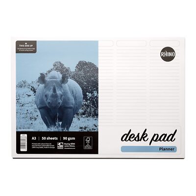 RHINO Stationery A3 Desk Pad 5 Column Planner A3 Desk Pad Paper 90gsm ...