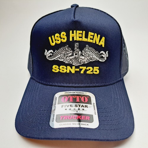 USS Helena SSN-725 Mesh Snapback Cap Hat Navy Blue Boat Submarine Ship ...