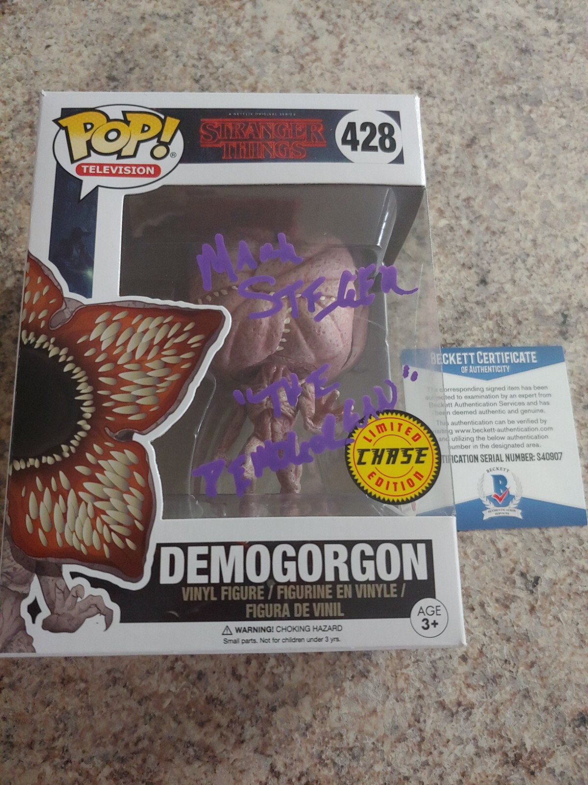 Mark Steger SIGNED CHASE LE Funko Pop Stranger Things DEMOGORGON 428 ...