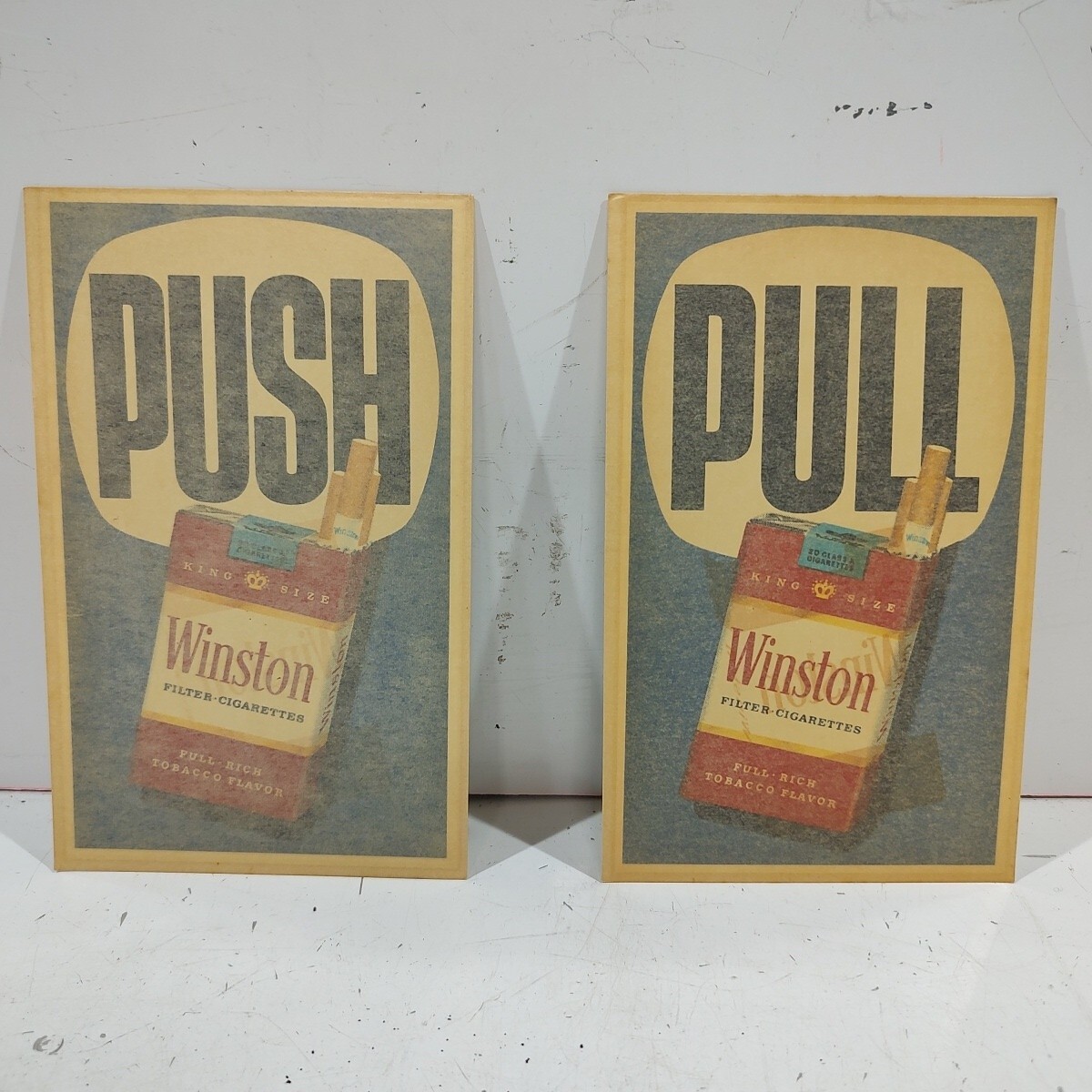 Tobacco Advertising Winston Cigarettes Push Pull Decals Store Display ...