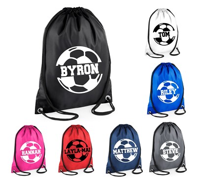 Personalised Name SPLIT Football Drawstring Bag Club PE Custom Name ...