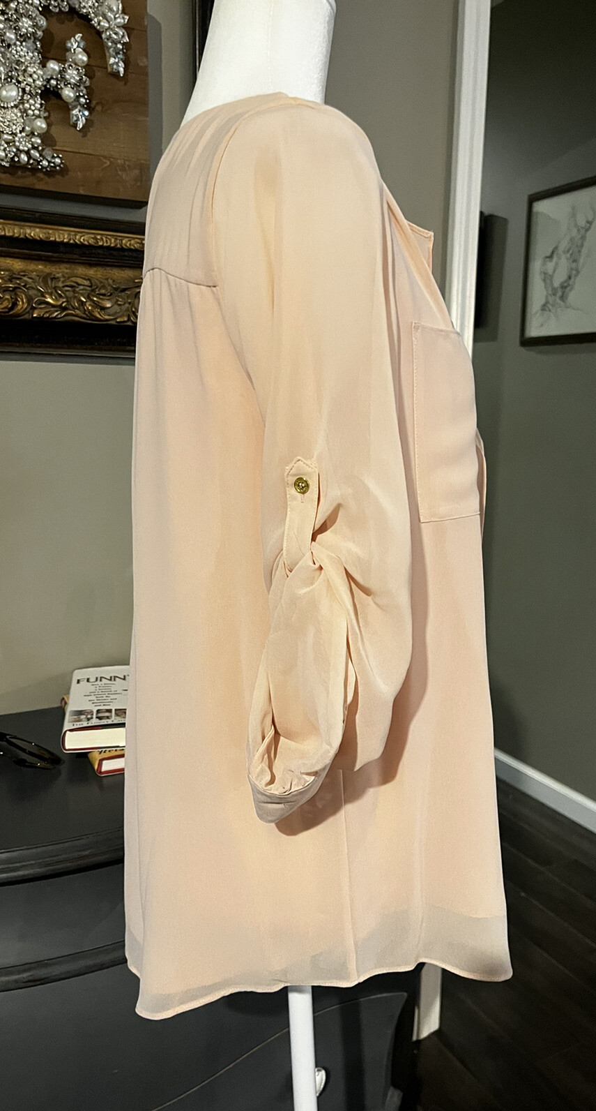 Calvin Klein Women’s Light Pink Sheer Ruffle Front To… - Gem