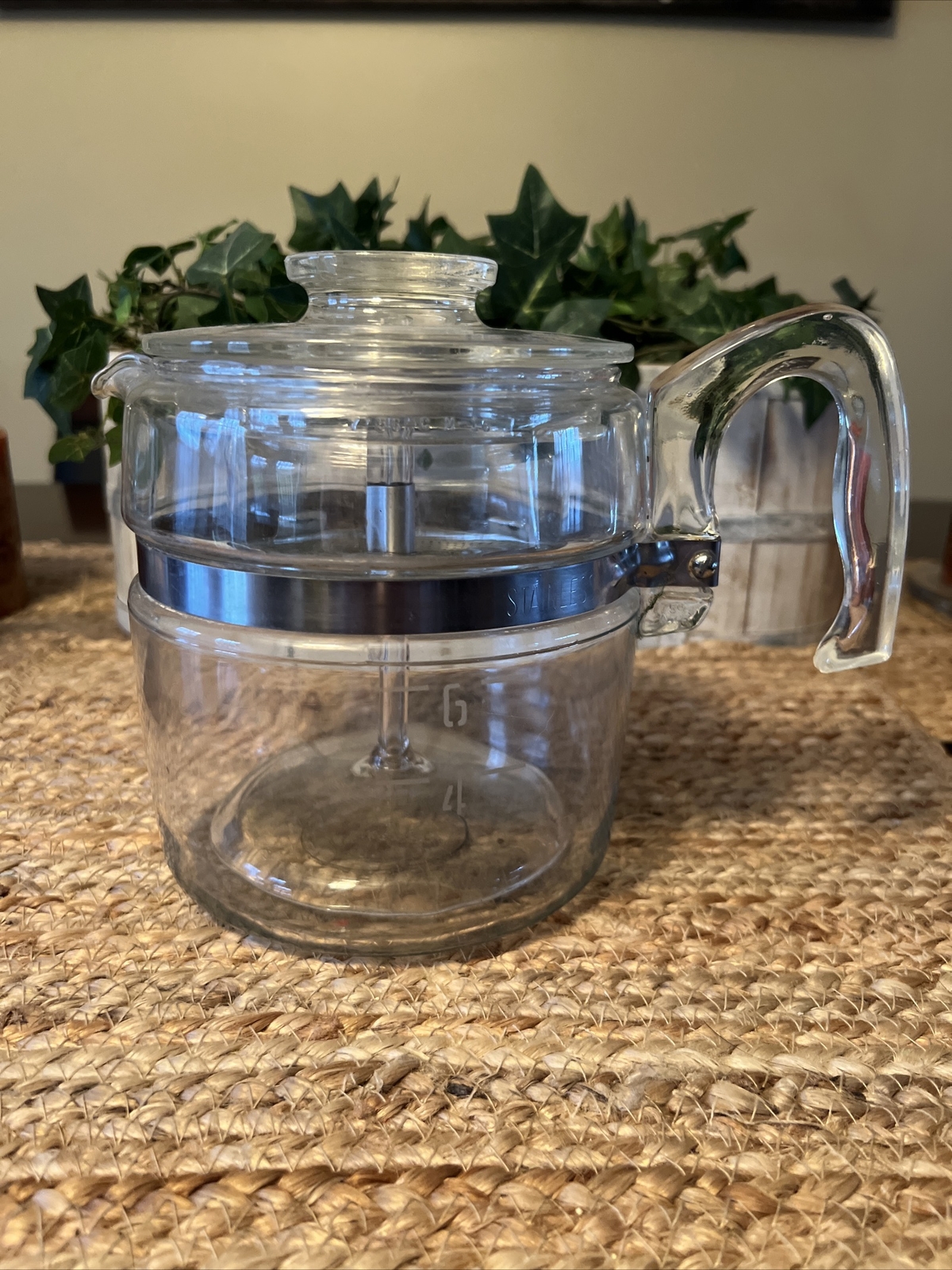 Vintage Pyrex Clear Glass Percolator 6 Cup Flameware 7756-B Coffee Pot ...