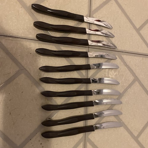 Lot Of Ten (10) Cutco 1759 Table/Steak Knives Classic Brown Handle ...