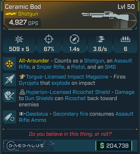 Borderlands 4 • Legendary Gun • SG Ceramic Bod AR Secondary • Gyrojet ...