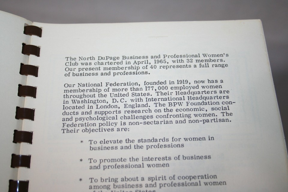 Vintage NFBPWC Du Page Illinois Business & Professional Womens Club ...