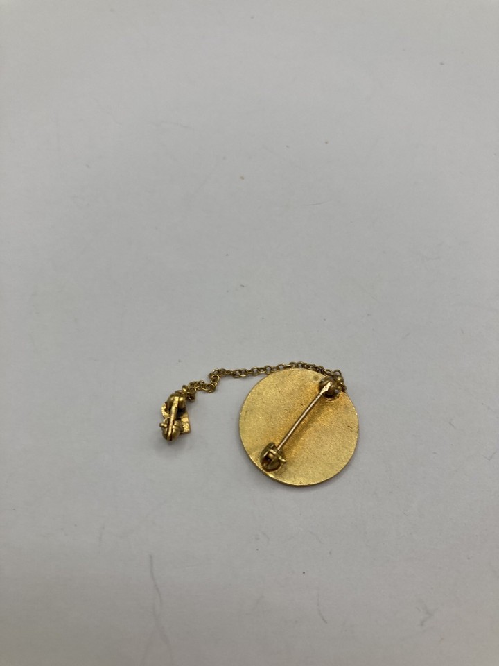 NICE VINTAGE CONNECTICUT STATE GUARD GOLD FILLED PIN W/ ATTACHED "B ...