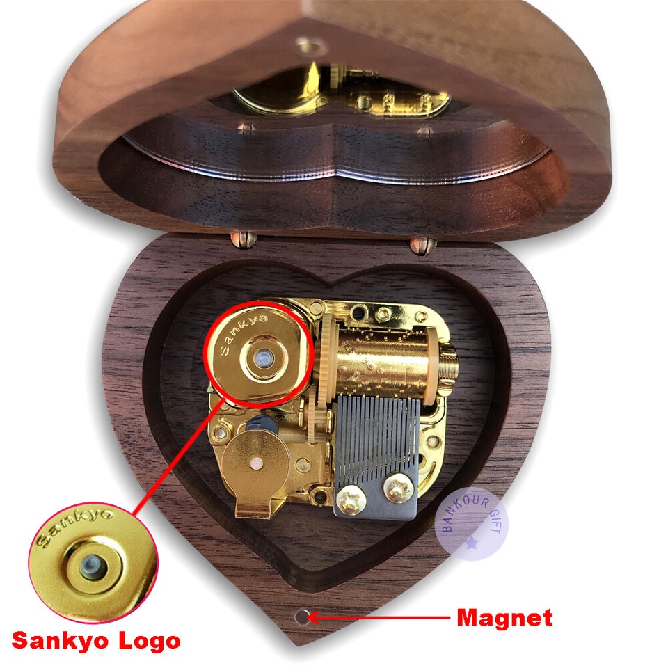 Pirates of the Caribbean"Davy Jones" Walnut Heart Music Box With Sankyo ...