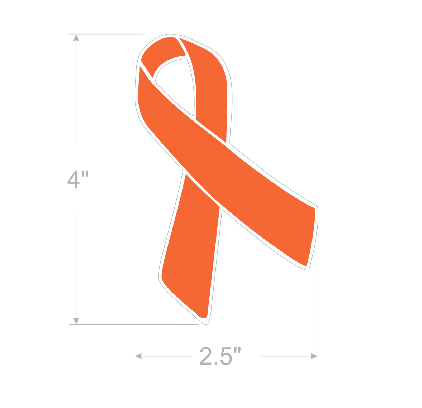 Orange Awareness Ribbons Decals Stickers | quantity 2 | size 4"tall x 2 ...