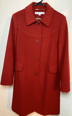 LARRY LEVINE Wool Trench Coat/Peacoat 12 Womens Single Breasted Very ...